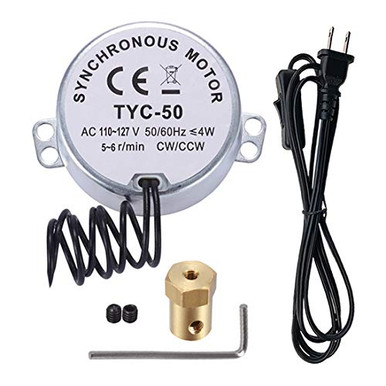 56 RPM Electric Turntable Synchronous Synchron Motor with 7mm Flexible Coupling Connector 6ft ...