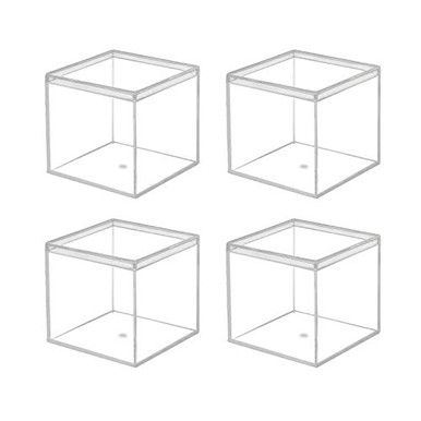 dedoot Clear Acrylic Plastic Square Cube 4 Pack Small Plastic Storage ...