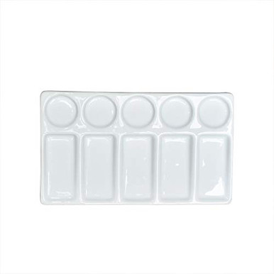 Yuauy 10-Well Rectangle Paint Palette Glazed Watercolor Painting Mixing ...