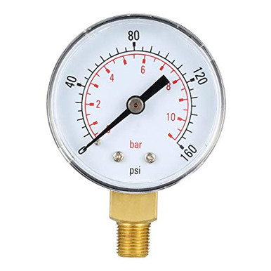uxcell Bottom Mount Pressure Gauge 0-160 psibar Dual Scale 2 Dial ...
