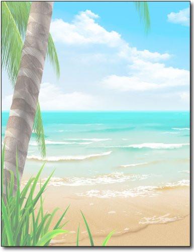 Island Paradise Beach Stationery Paper - 100 sheets - Tropical Beach ...