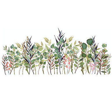 Amaonm Removable Green Fresh Plants Wall Decal Creative DIY Flower ...