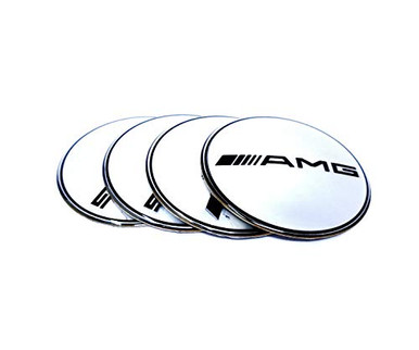 RENGVO - AMG Letters Silver Chrome 56mm Hub Cap Stickers For AMG C63 ...