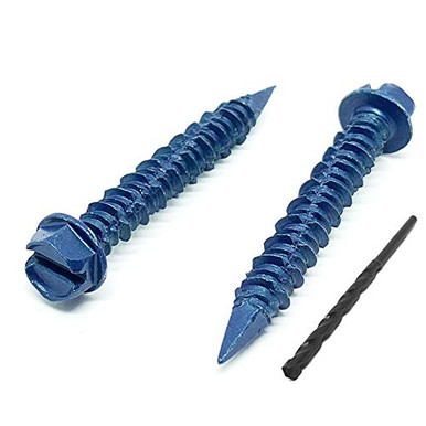 100 Pack 316x1-34 Slotted Hex Washer Head Phillips Diamond Tip Concrete ...