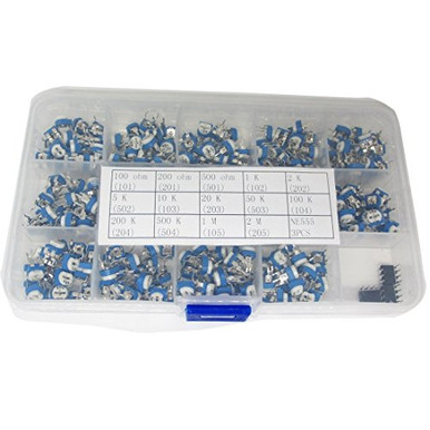 14 Value 280 Pcs 100 to 2M ohm Variable Resistor Assorted Kit Single ...
