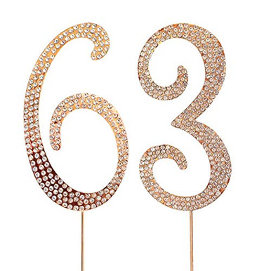 MAGJUCHE Gold 63 Crystal Cake Topper Number 63 Rhinestones 63rd ...