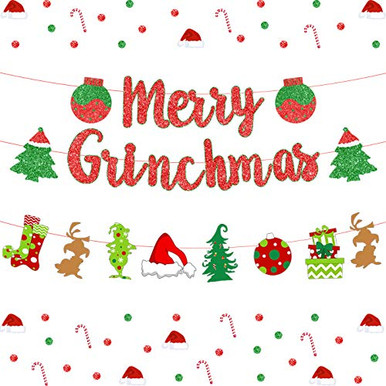 Jollyboom Merry Grinchmas Banner Grinch Theme Christmas Banner for ...