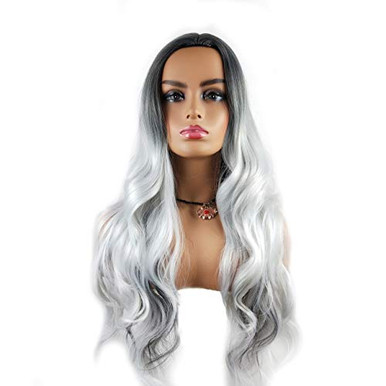 Two-color wig ladies long curly hair distribution party dress comic-con ...