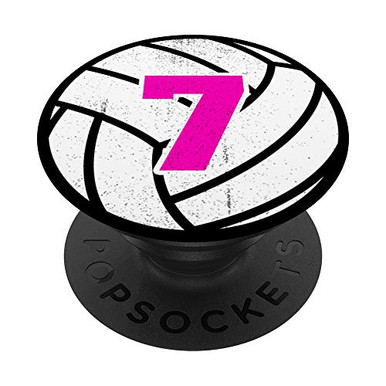 Number 7 Volleyball Player Ball Pink Girls Kids Fan PopSockets Grip and ...