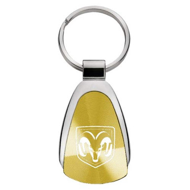 Dodge RAM Head Logo on Gold Teardrop Keychain - Officially Licensed ...
