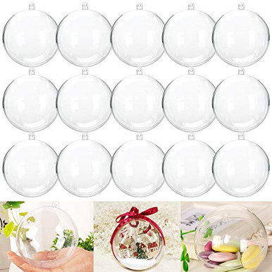 15 Pack Clear Fillable Ornaments Ball 4 Inch Clear Plastic Fillable ...