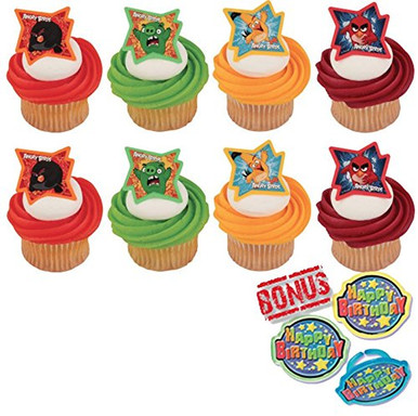 Angry Birds Why So Angry Cupcake Toppers and Bonus Birthday Ring - 25 ...