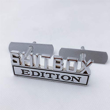 SHITBOX EDITION 3D Logo Car Front Grille Metal Badge Emblem ChromeBlack ...