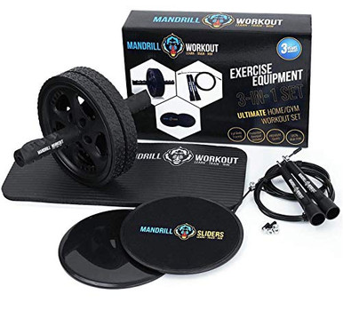 mandrill Ab Roller Core Sliders and Jump Rope Exercise Bundle Body Legs ...
