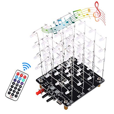 PEMENOL 3D LED Cube DIY Soldering Kit 4x4x4 RGB Light Flash Electronic ...