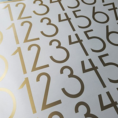 Modern Style Die Cut Vinyl Numbers 3 inch Soft Metallic Gold ...