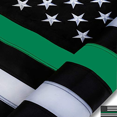 DANF Thin Green Line Flag 3x5 ft Made from Nylon - Embroidered Stars ...