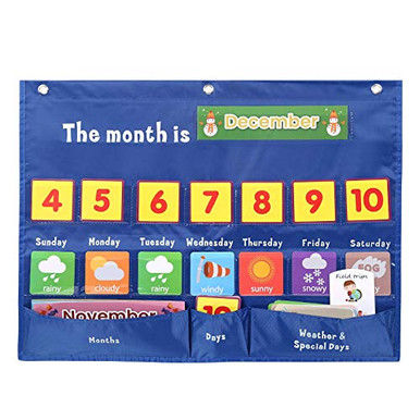 Sisenny Weekly Calendar with Weather Pocket Chart Elementary for ...