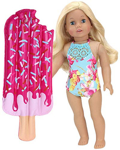 Doll Bathing Suit and Pool Float for 18 Inch Dolls Inflatable Popsicle ...