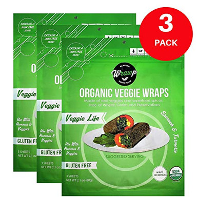 Organic Veggie Wraps -Mini Raw Vegan Veggie Life Flat Bread 3 pack ...