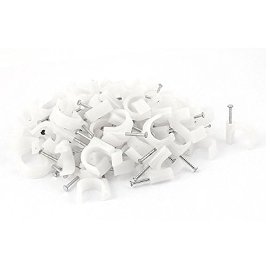 16mm Diameter Cable Wire Clips Fastener w Fixing Nails 100Pcs White ...