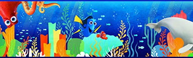 York Wallcoverings Kids III Disney Pixar Dory Friends Border Blues ...