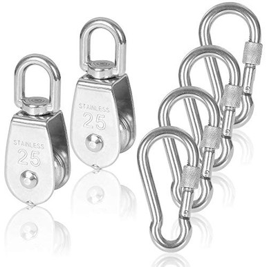 LANIAKEA 2 PCS M25 Stainless Steel Pulley 25MM Hoist Pulley System with ...