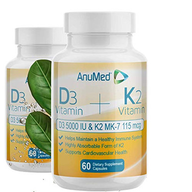 2-Pack Anumed D3 5000 IU K2 MK7 115 mcg Premium Extra Strength for ...