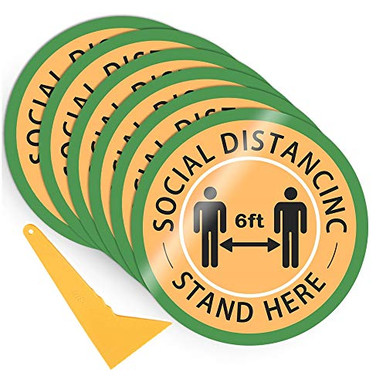 10 Pack Social Distance Floor Stickers 12 Round Safety Floor Stickers ...