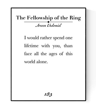J_R_R_ Tolkien Quote Art Print One Lifetime with You Arwen Book Page ...