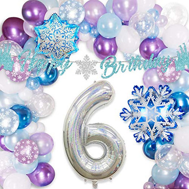 Frozen 6th Birthday Decorations Girls Snowflake Balloon Garland Arch ...