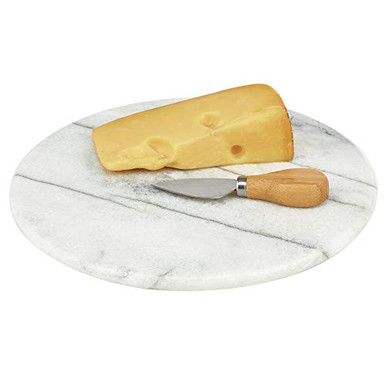 mDesign Modern Marble Round Pastry Board for Food Tea Coffee Breakfast ...