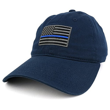 Thin Blue Line Embroidered USA Flag Soft Fit Washed Cotton Baseball Cap ...