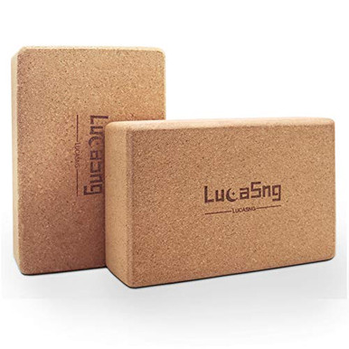 LucaSng Yoga Blocks 2 Pack-High Density Natural Yoga Block Cork for Men ...
