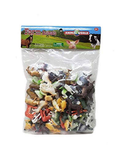100 Piece Assorted Farm Animal Figures Plastic Farm Animals Cows Pigs ...