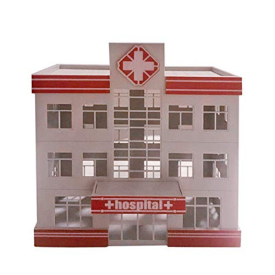 Yamix DIY 187 HO Scale Hospital Building Model for Railroad Scenery ...