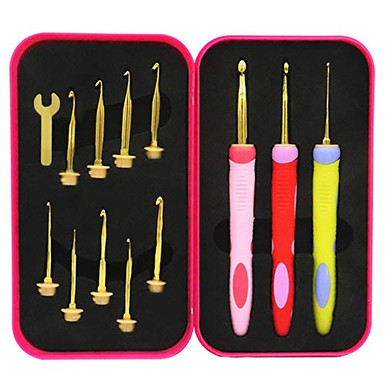 Interchangeable Head Aluminum Crochet Including 12 Interchangeable Head ...