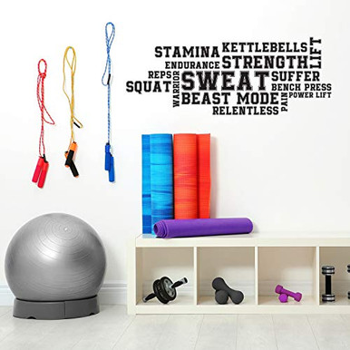 Vinyl Wall Art Decal - Gym Words - 22 x 58 - Word Collage Trendy ...