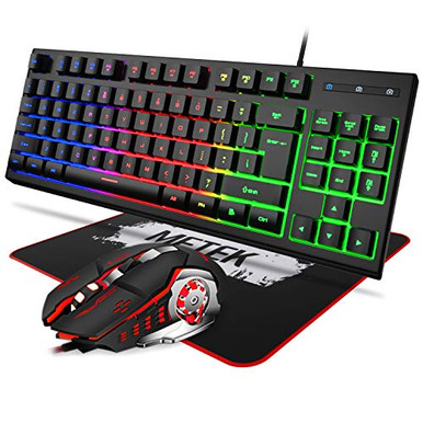 MFTEK RGB 87 Keys Gaming Keyboard and Mouse Combo with Large Mouse Pad ...