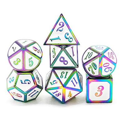 OLOEY Standard DND Metal Dice Set Polyhedral D D Dice White with ...