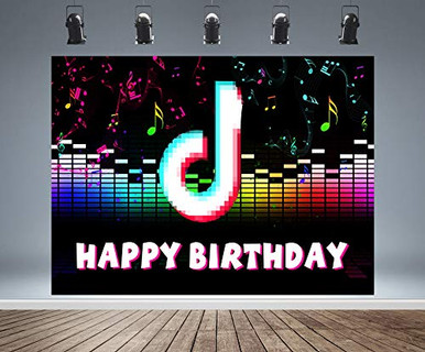 Musical TIK Tok Birthday Party Decoratioms Happy Birthday Banner TIK ...