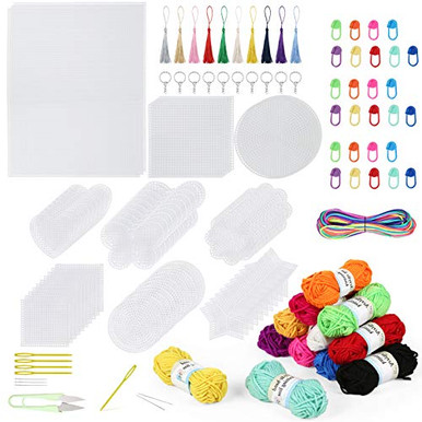 Pllieay 117 Pieces Mesh Plastic Canvas Kit Including 43 Pieces Clear ...