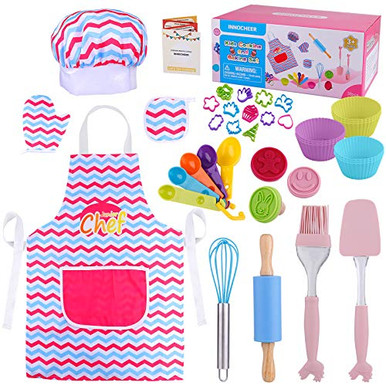 INNOCHEER Real Baking Sets for Kids- 38 Pcs Kids Cooking Sets Includes ...