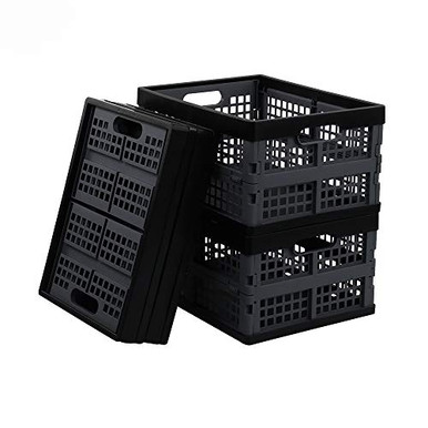 Rinboat 16 Litre Collapsible Plastic File Crate Black Deep Grey Black 4 ...