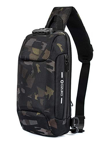 H HIKKER-LINK Mens Chest Sling Bag Anti-theft Crossbody Pack with USB ...