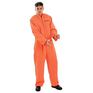 fun shack Mens Prisoner Costume Adults Criminal Inmate Orange Convict ...