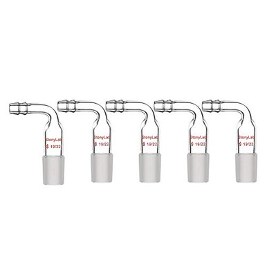 StonyLab 5-Pack Glass Bent Inlet Adapter with 1922 Male Glass Joint and ...