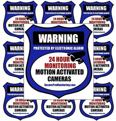 10" REAL Blue Burglar Alarm Video Surveillance Security Decals Door ...