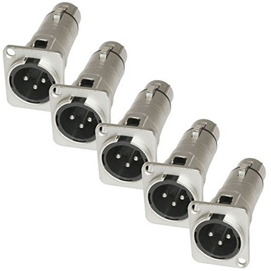5 Pack XLR Male to XLR Female Pass Through Panel Mount Jack ...