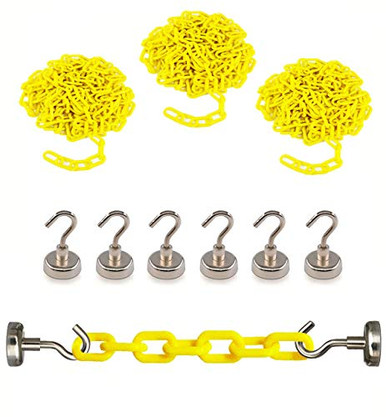 Reliabe1st 3 PCS 13 Feet Yellow Plastic Safety Barrier Chain with 6 ...